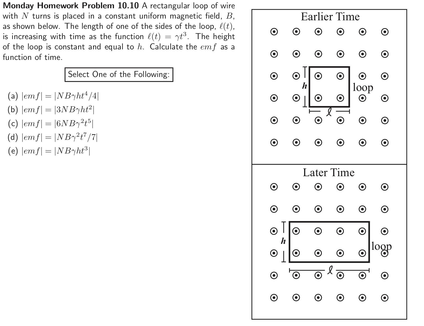 Solved Monday Homework Problem 10.10 ﻿A rectangular loop of | Chegg.com