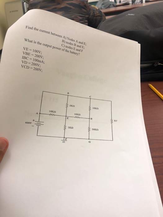 Solved Find the current between A) Nodes A and E B) nodes B | Chegg.com