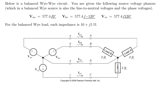 Solved Perform the analysis of the above Wye-Wye circuit by | Chegg.com
