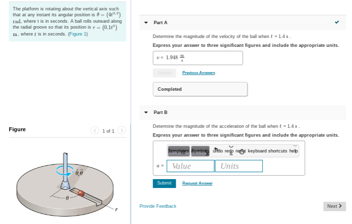Solved The platform is rotating about the vertical axis such | Chegg.com