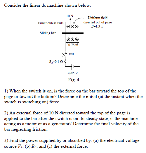 Solved Consider the linear dc machine shown below 10 N | Chegg.com Solved Consider the linear dc machine shown below 10 N | Chegg.com