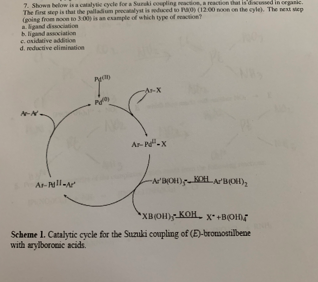 Solved Shown below is a catalytic cycle for a Suzuki | Chegg.com
