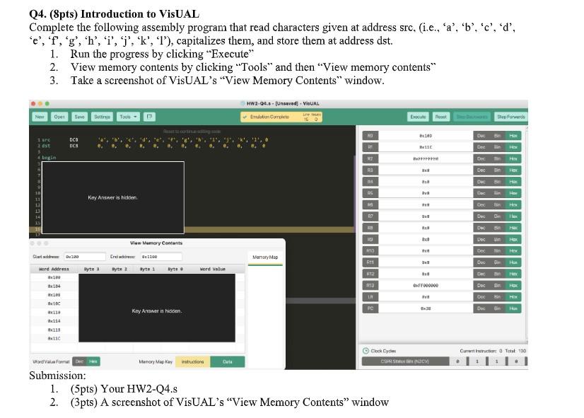 Q4. (8pts) Introduction to VisUAL Complete the | Chegg.com