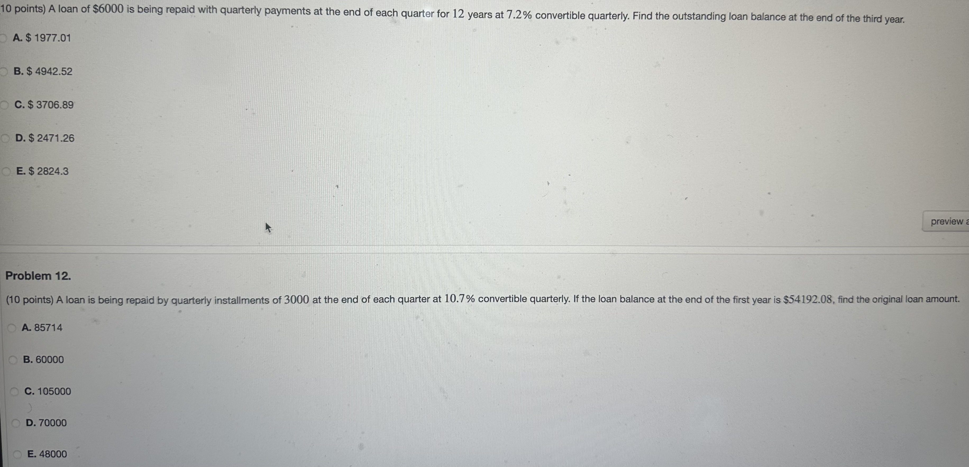 Solved 10 points) A loan of $6000 is being repaid with | Chegg.com