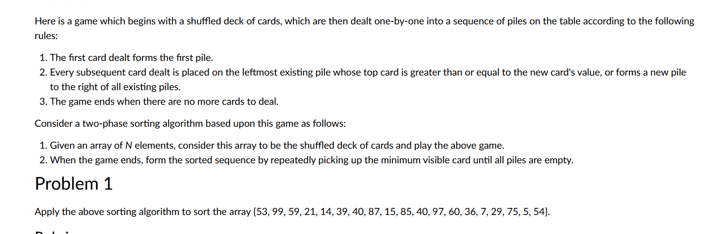 Solved Here is a game which begins with a shuffled deck of | Chegg.com