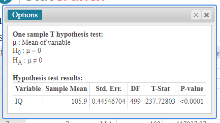 Solved One sample T hypothesis test: μ : Mean of variable | Chegg.com