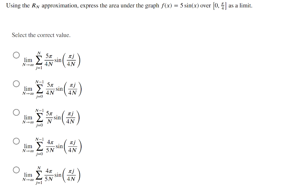 Solved Using the RN approximation, express the area under | Chegg.com