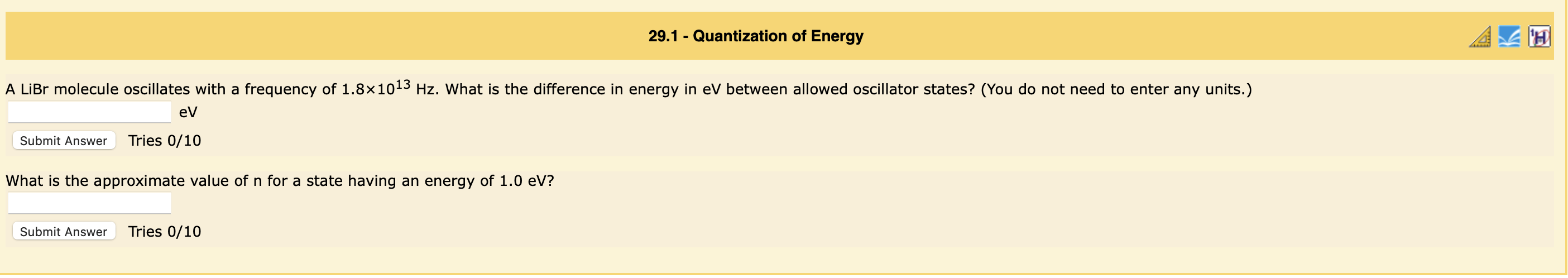 Solved 29.1 - Quantization of Energy A LiBr molecule | Chegg.com
