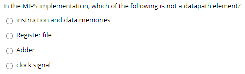 Solved In the MIPS implementation, which of the following is | Chegg.com