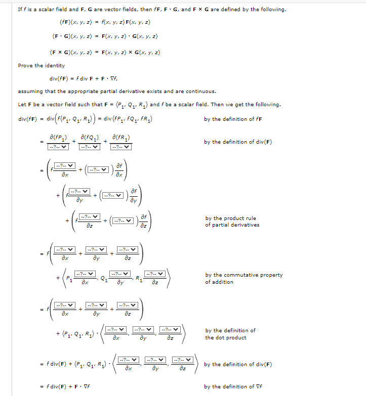 Solved If f ﻿is a scalar field and F,G ﻿are vector fields, | Chegg.com