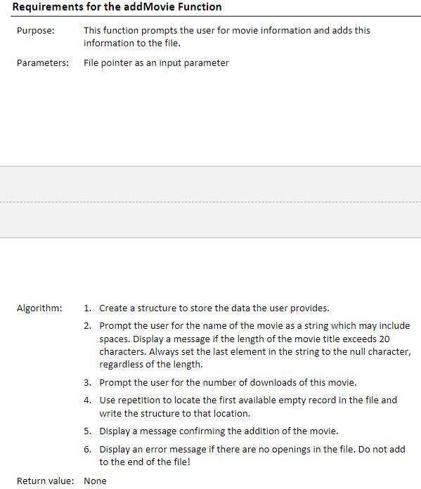 Solved Programming in C Description: Write a movie tracking | Chegg.com
