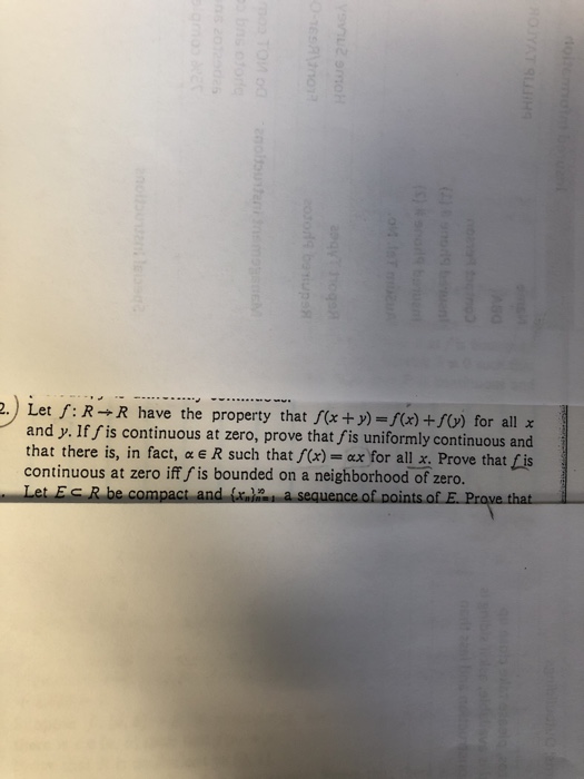 Solved 2.) Let f: R?R have the property that f(x+y)=f(x)+/0) | Chegg.com