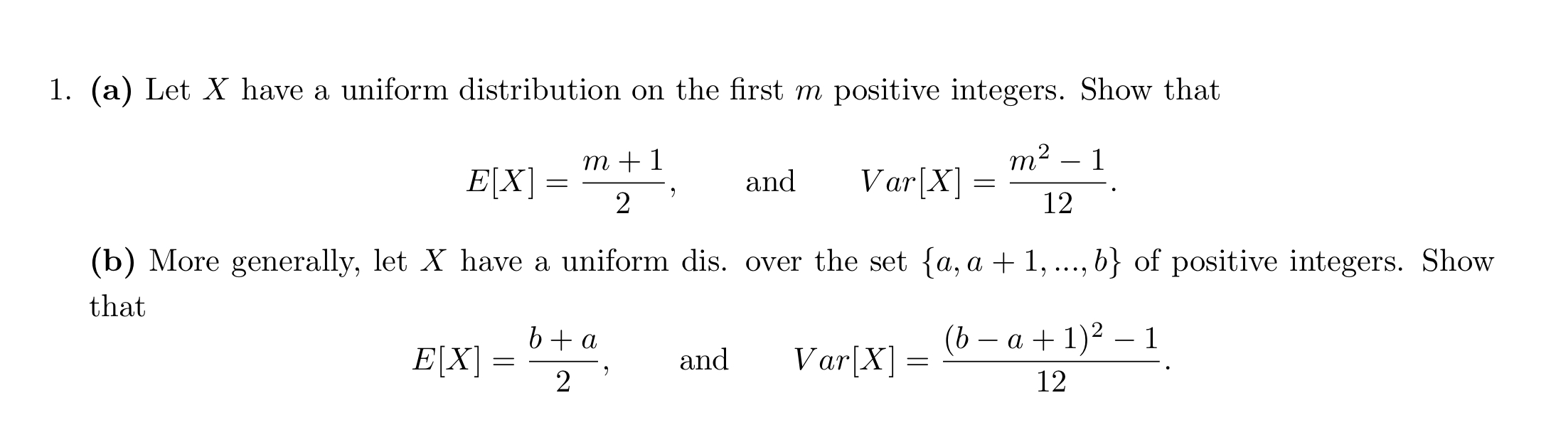 Solved by an EXPERT (a) ﻿Let x ﻿have a uniform distribution on ﻿the ...