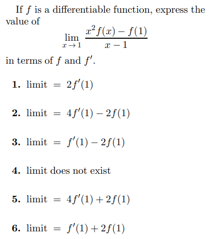 Solved If f is a differentiable function, express the value | Chegg.com