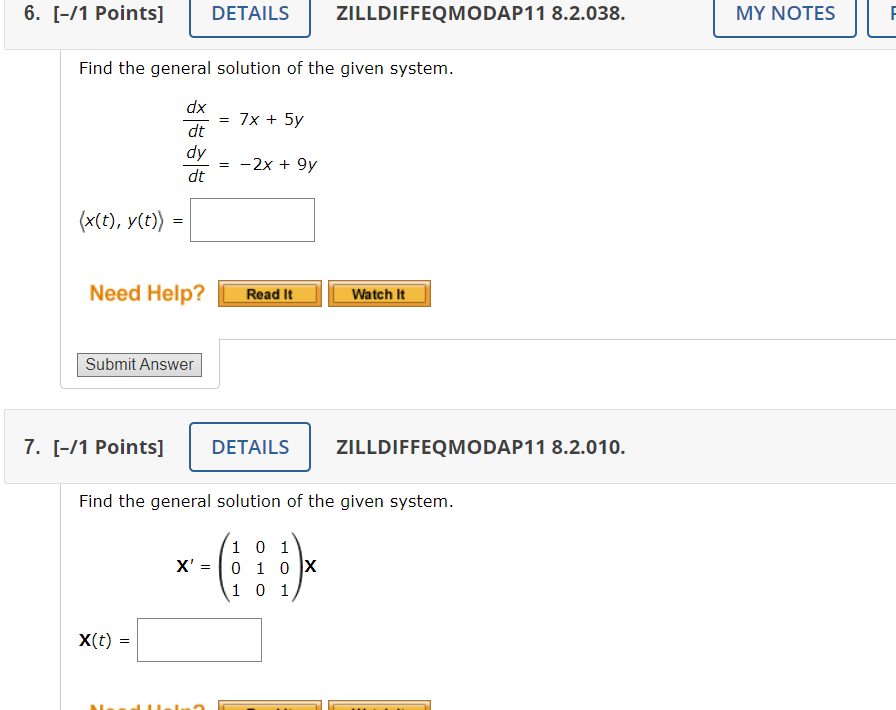 Solved 4. [0/1 Points] ZILLDIFFEQMODAP11 8.2.031. Solve the | Chegg.com