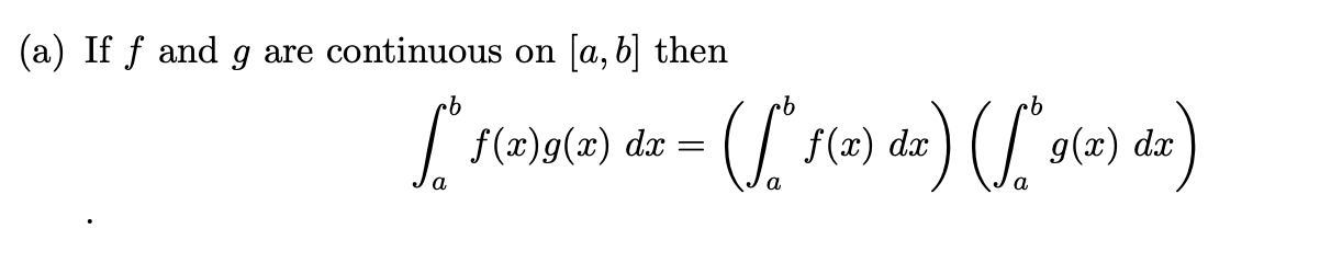 Solved (a) ﻿If f ﻿and g ﻿are continuous on a,b | Chegg.com