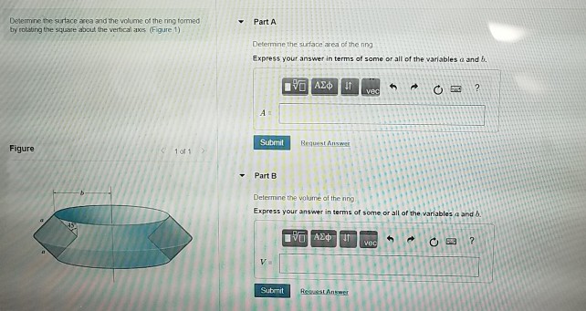 Solved Determine the surface area and the volume of the ring | Chegg.com