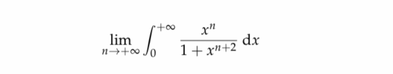 Solved lim n -> ∞ integrate (x ^ n)/(1 + x ^ (n + 2)) dx | Chegg.com