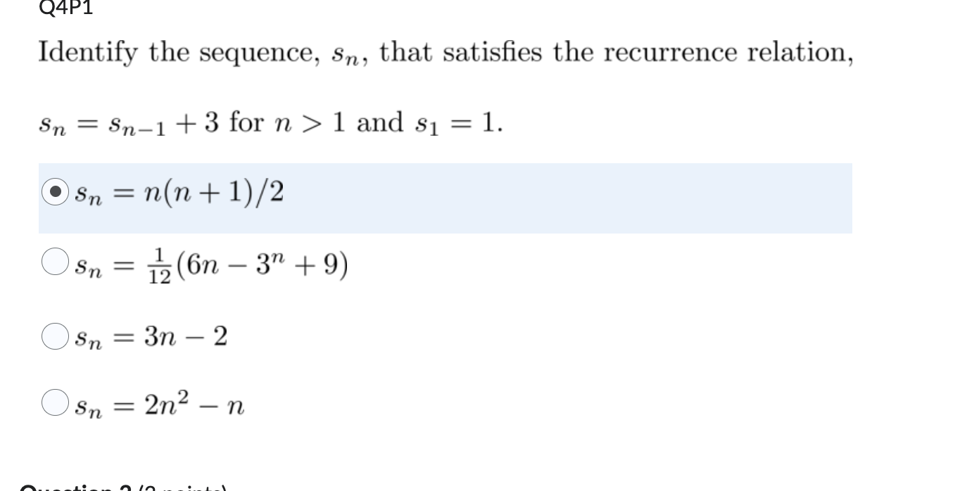 Solved Identify the sequence, sn, that satisfies the | Chegg.com