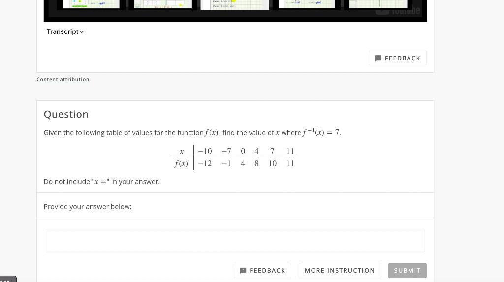 Solved Transcript ∨ ontent attribution Question Given the | Chegg.com