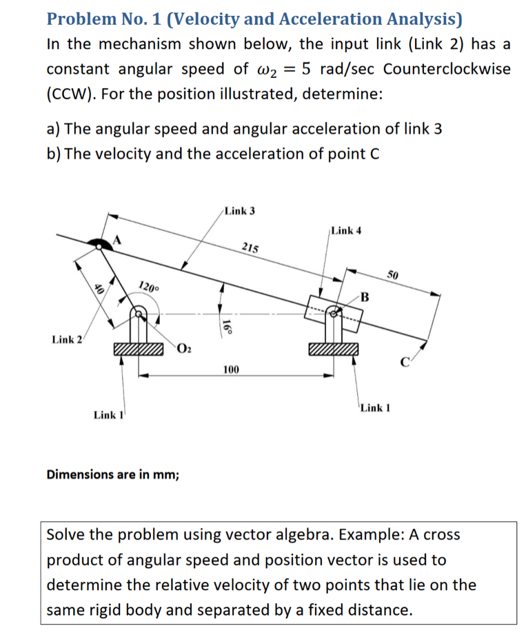 Solved Problem No. 1 (Velocity and Acceleration Analysis) In | Chegg.com