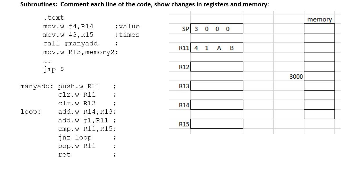 Solved Subroutines Comment Each Line Of The Code Show 