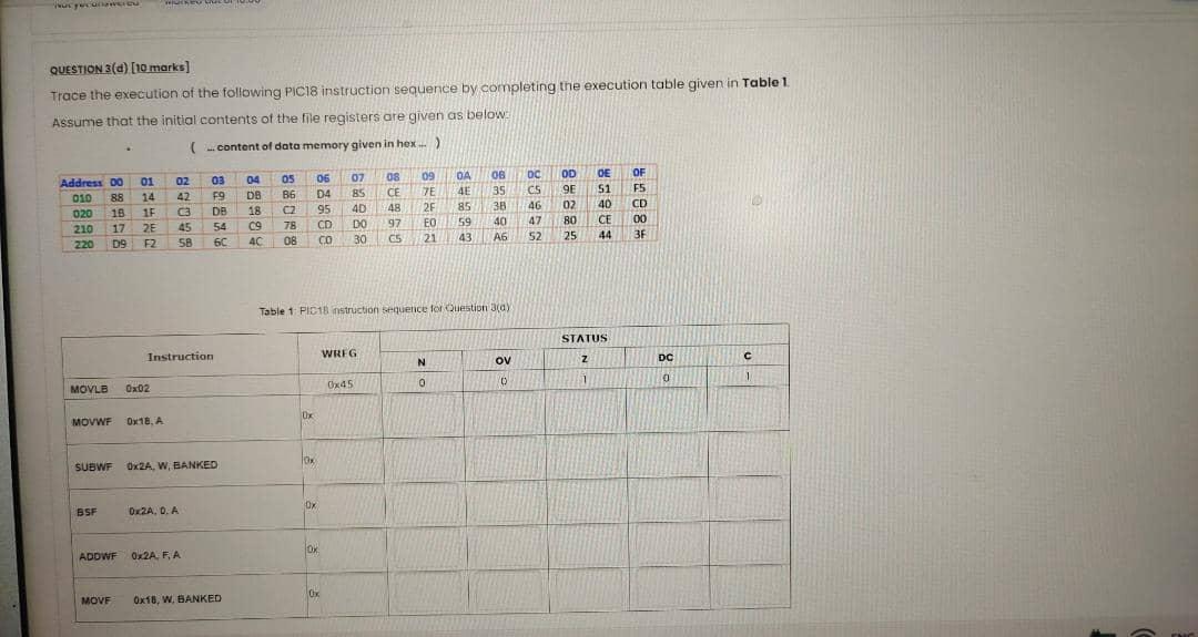 Solved EU QUESTION 3(a) [10 marks] Trace the execution of | Chegg.com