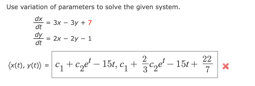 Solved Use variation of parameters to solve the given | Chegg.com