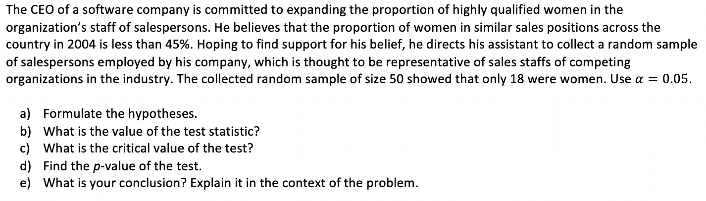 Solved The CEO of a software company is committed to | Chegg.com
