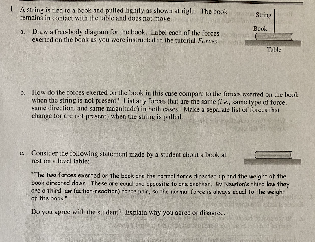 Solved 1. A string is tied to a book and pulled lightly as | Chegg.com