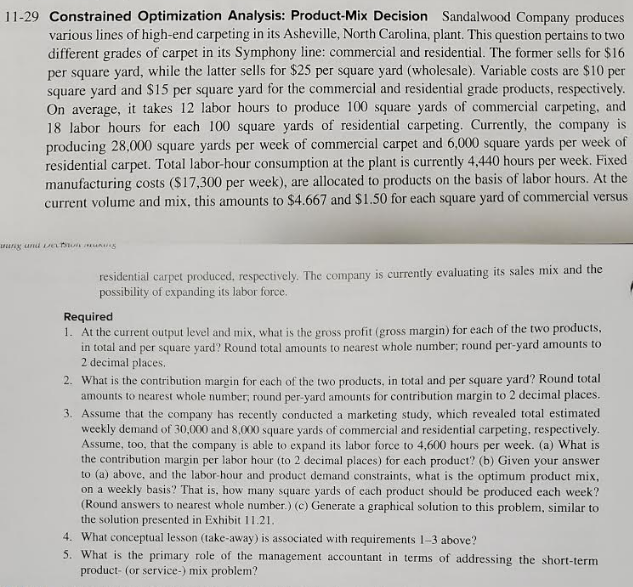 11-29 Constrained Optimization Analysis: Product-Mix | Chegg.com