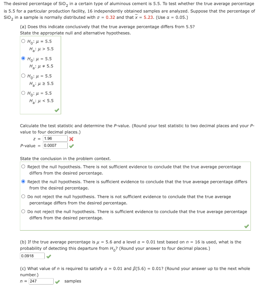Solved he desired percentage of SiO2 in a certain type of | Chegg.com
