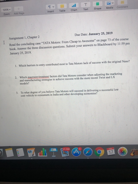 125% | Zoom Add Page Insert Table Chart Text Shape | Chegg.com