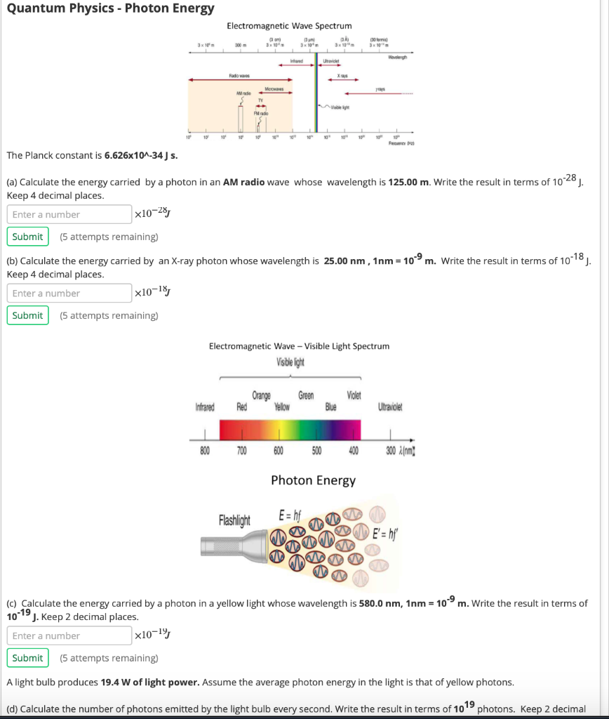 Solved Quantum Physics - Photon Energy Electromagnetic Wave | Chegg.com