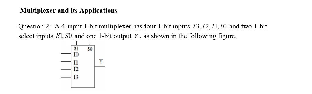 Solved Question 2: A 4-input 1-bit multiplexer has four | Chegg.com