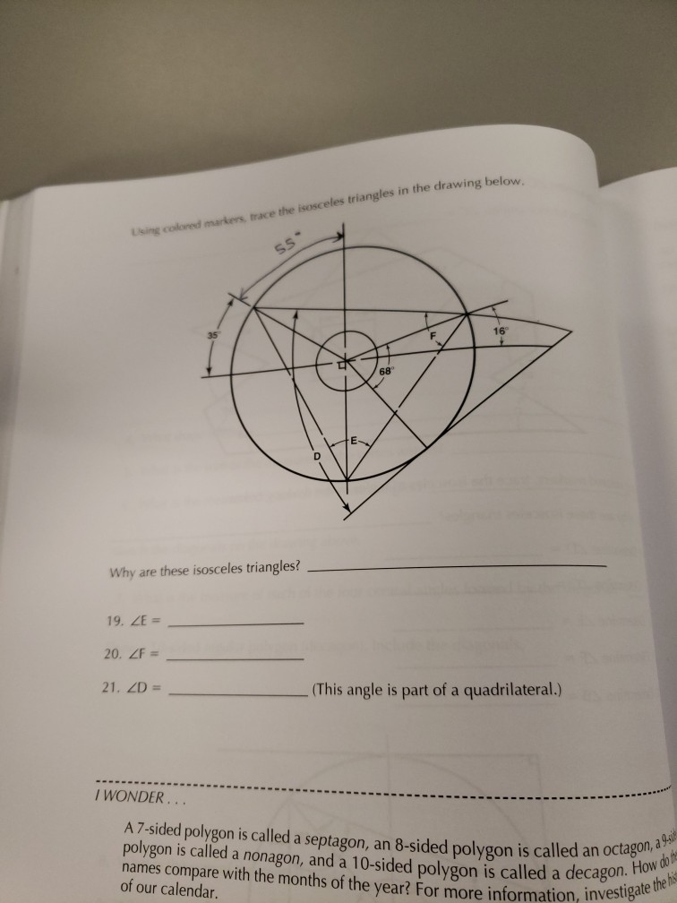 Solved Using colored markers trace the isosceles triangles | Chegg.com