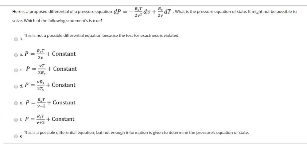 Solved r. What is the pressure equation of state. It might | Chegg.com