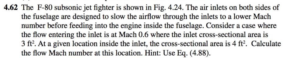 Solved 1) γー1 4.62 The F-80 subsonic jet fighter is shown | Chegg.com