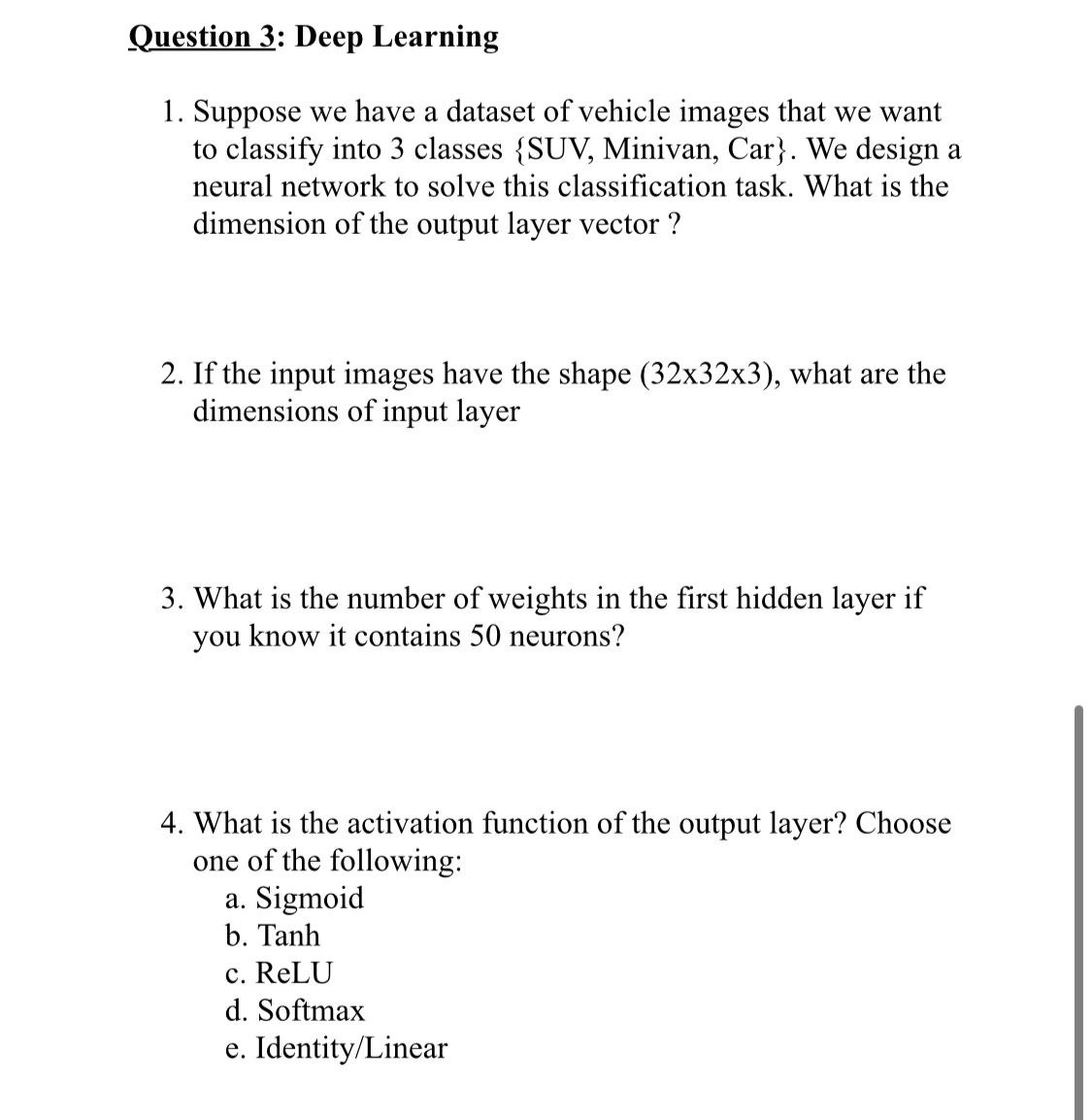 Solved 1. Suppose we have a dataset of vehicle images that | Chegg.com