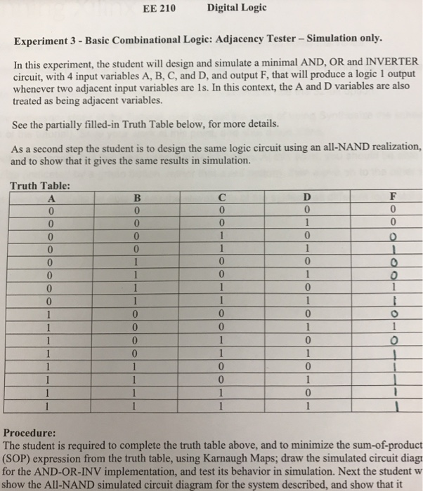 Solved EE 210 Digital Logic Experiment 3 - Basic | Chegg.com