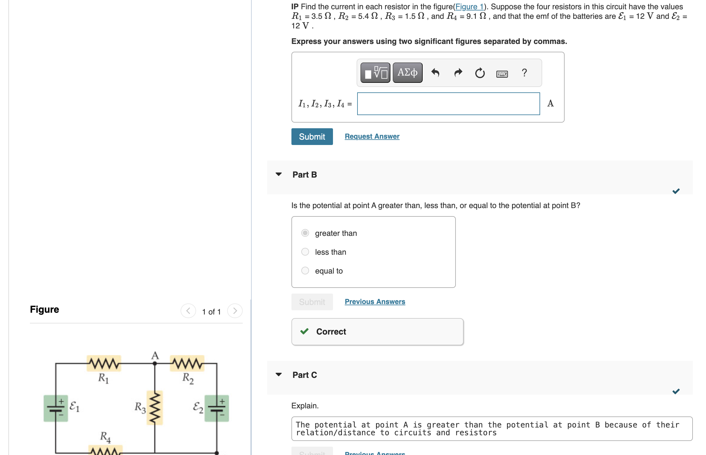 Solved IP Find the current in each resistor in the | Chegg.com