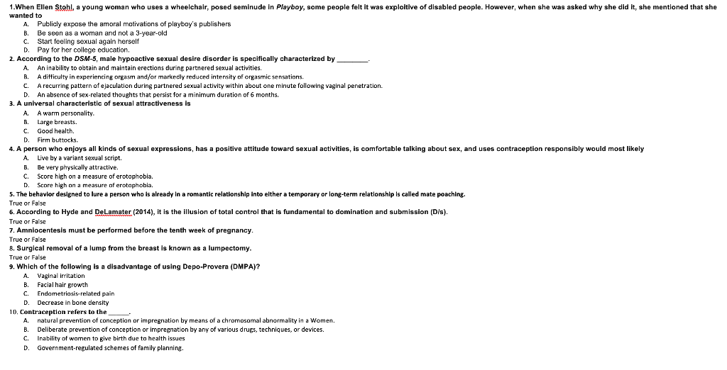 Solved 1. When Ellen Stohl, a young woman who uses a | Chegg.com