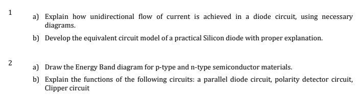 Solved 1 a) Explain how unidirectional flow of current is | Chegg.com