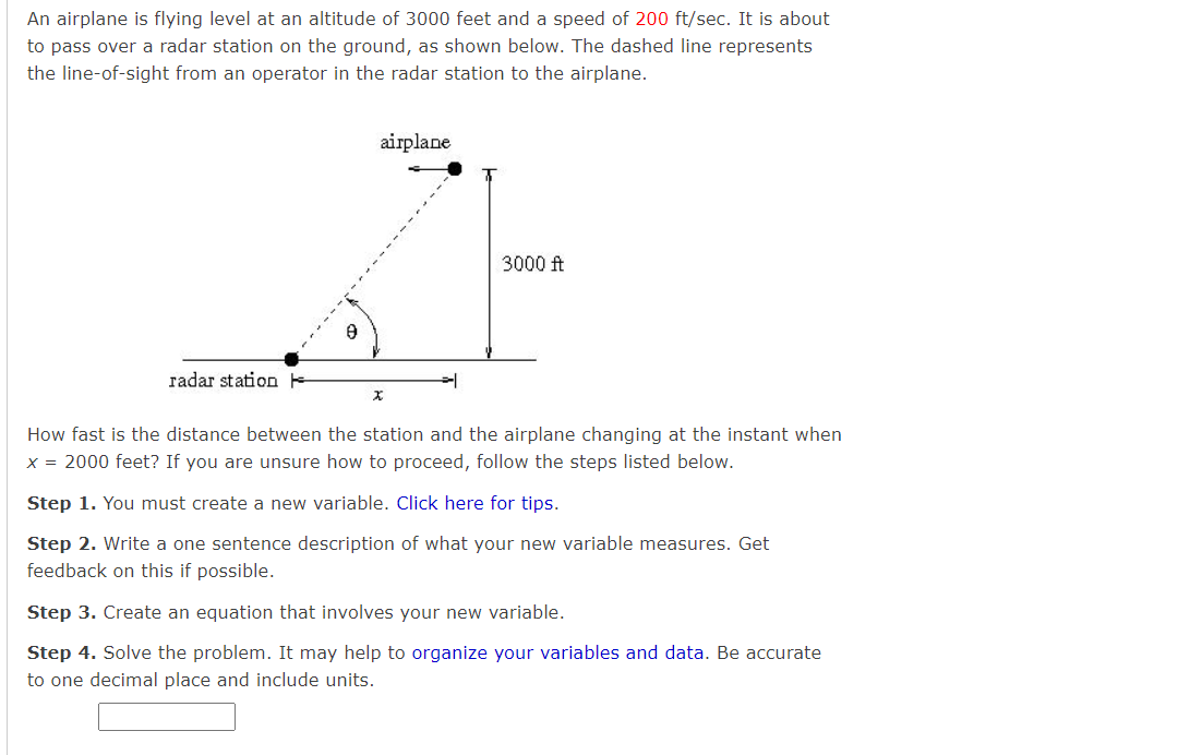 Solved An airplane is flying level at an altitude of 3000 | Chegg.com