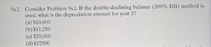 0s.2 Consider Problem 9s. 1. If the double-declining | Chegg.com