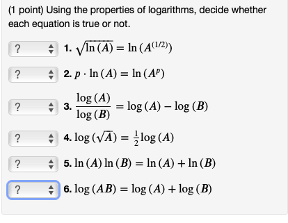 Solved (1 point) Using the properties of logarithms, decide | Chegg.com