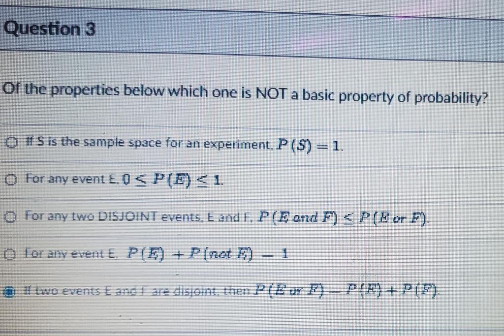 Solved Question 3 Of the properties below which one is NOT a | Chegg.com