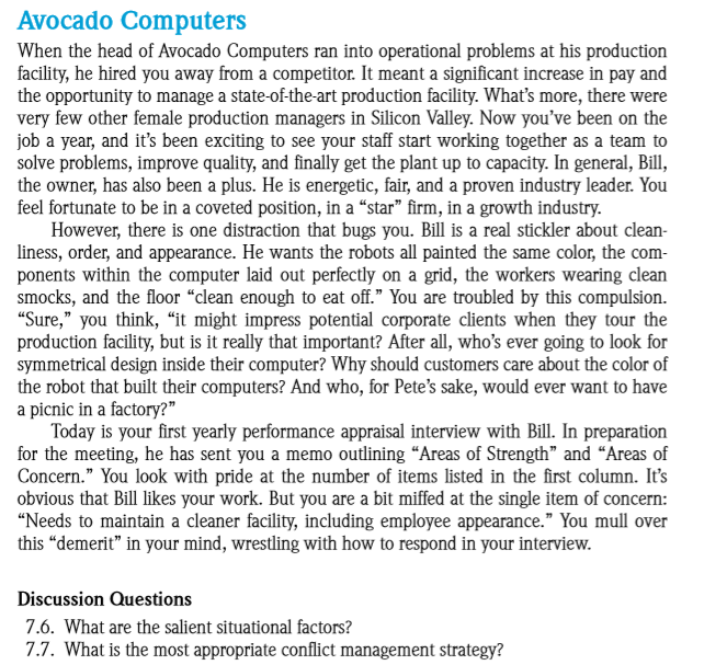 Solved Avocado Computers When the head of Avocado Computers | Chegg.com