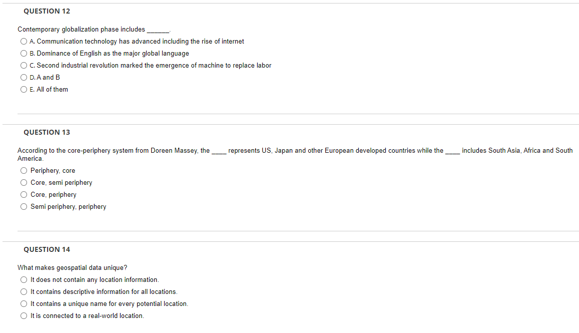 Solved QUESTION 12 Contemporary globalization phase includes | Chegg.com