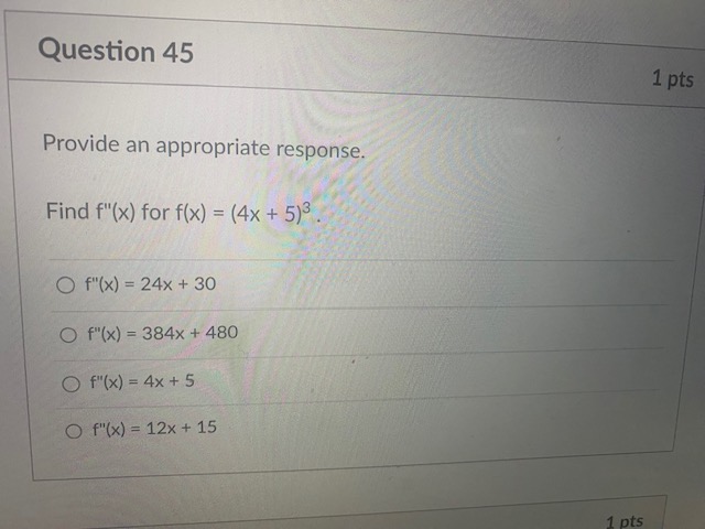 Provide an appropriate response. Find f′′(x) for | Chegg.com